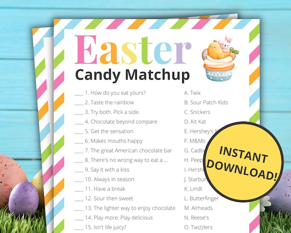 Easter Candy Matchup Game Printable Easter Game Easter - Etsy