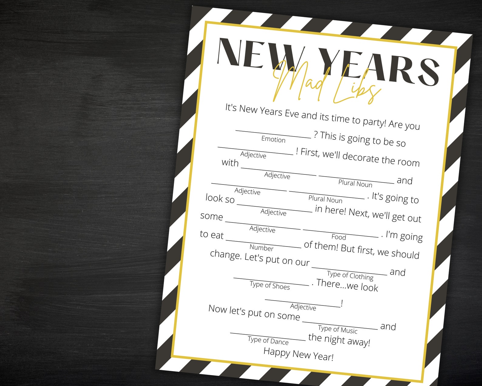 New Year's Eve Mad Libs Printable New Year's Game New Years Activity ...