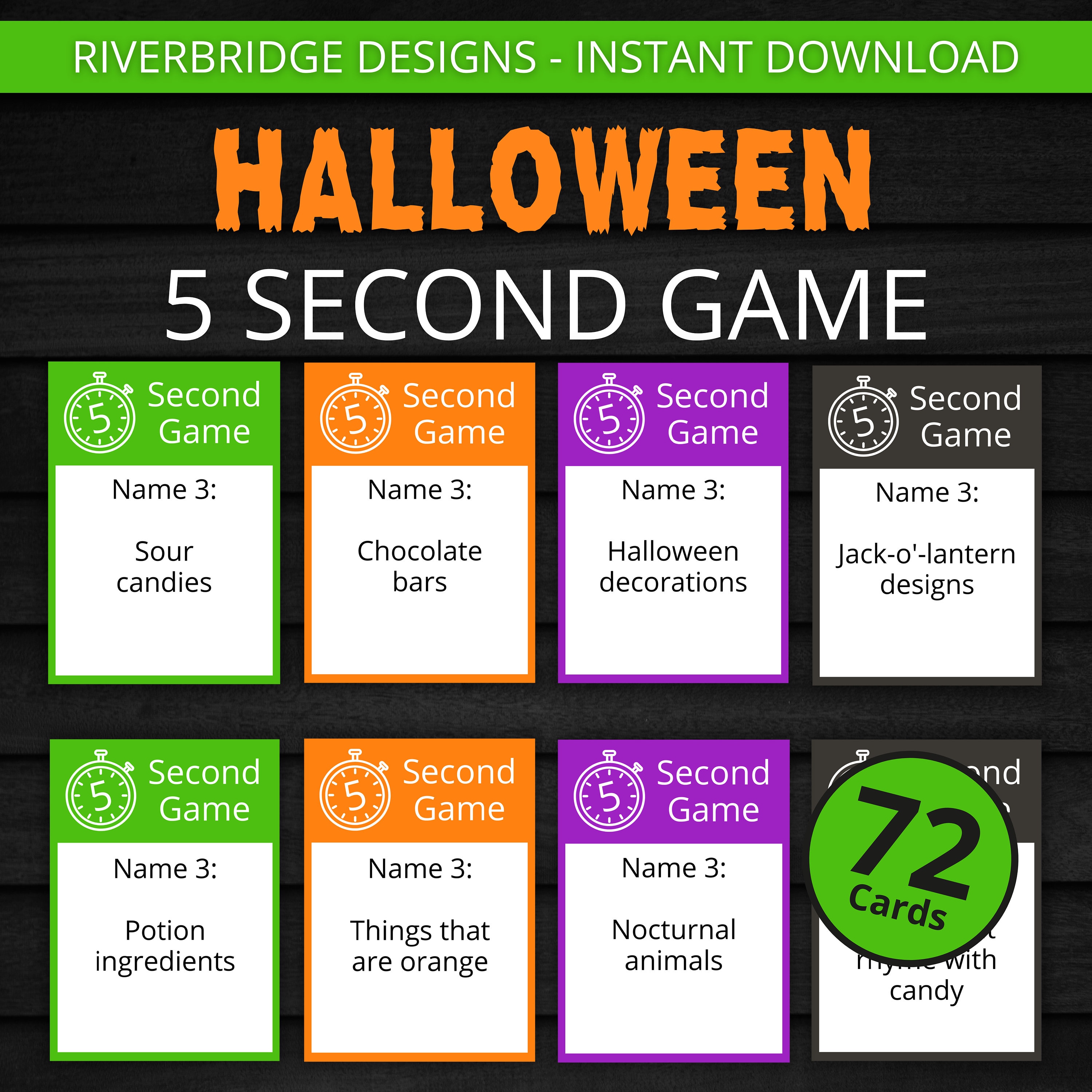 Halloween 5 Second Game | Printable Halloween Game | Halloween Activity ...