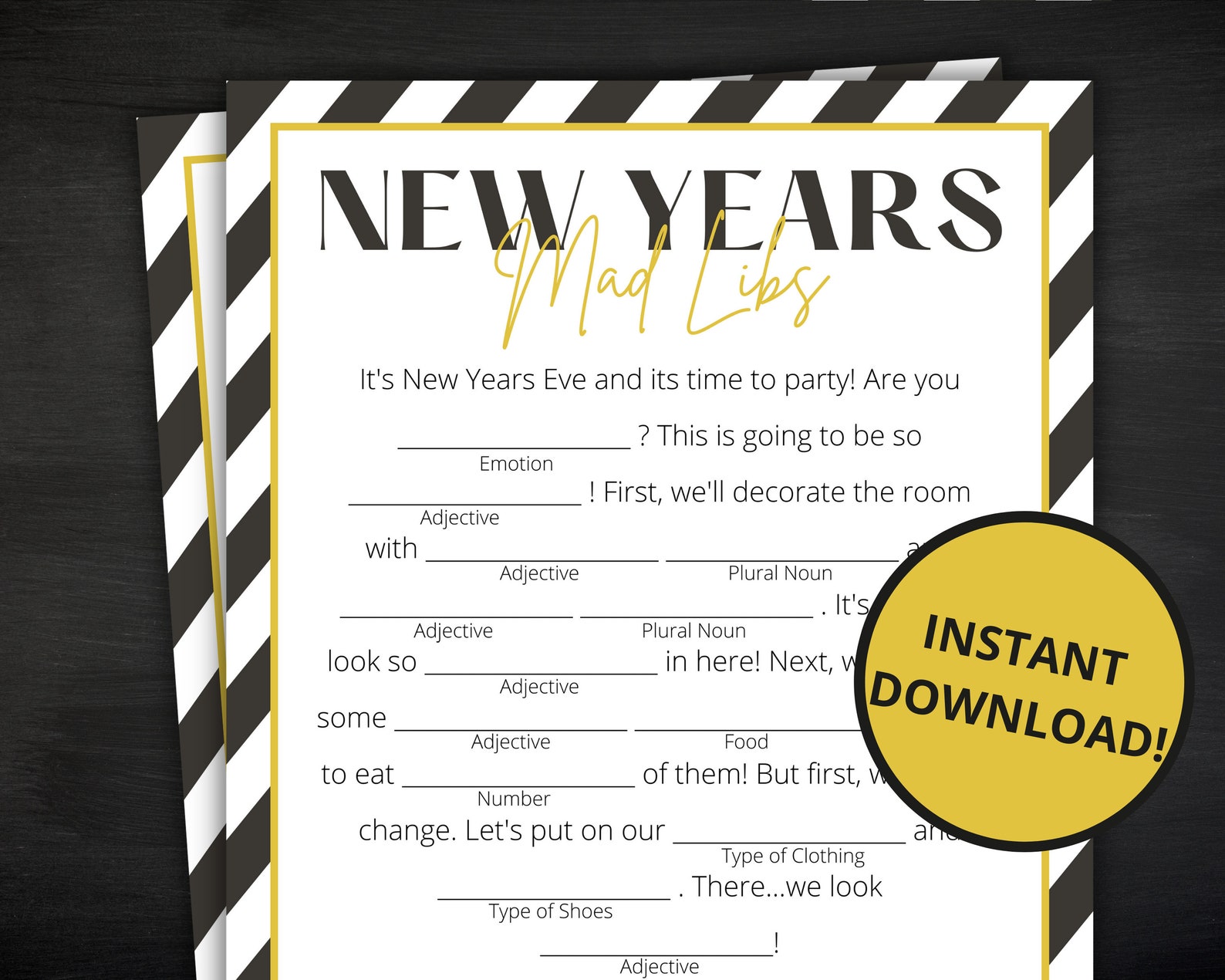 New Year's Eve Mad Libs Printable New Year's Game - Etsy