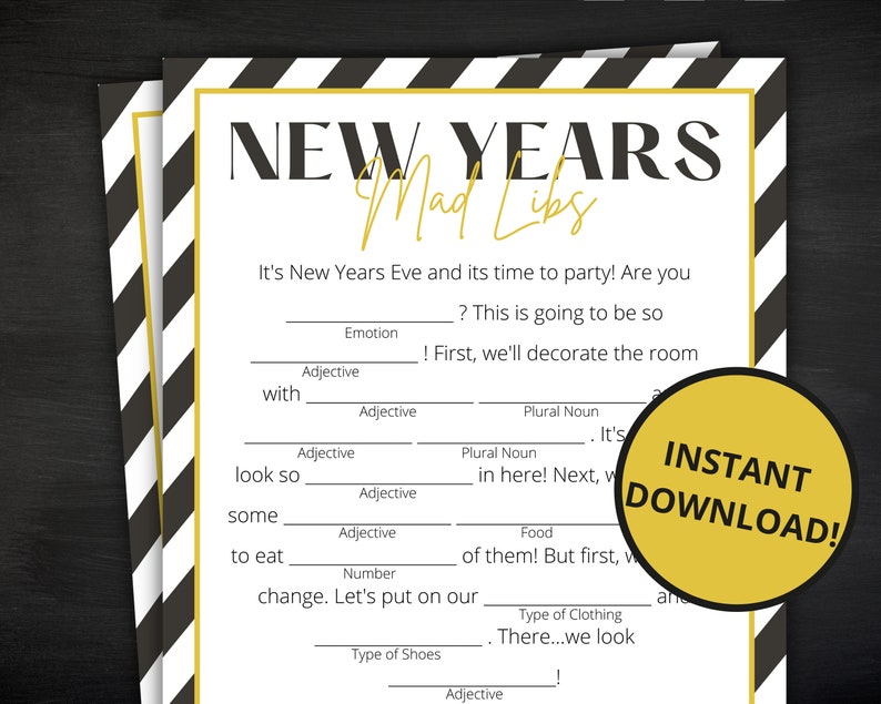 New Year's Eve Mad Libs Printable New Year's Game - Etsy