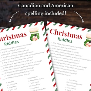 Christmas Riddles | Printable Christmas Game | Christmas Activity for ...