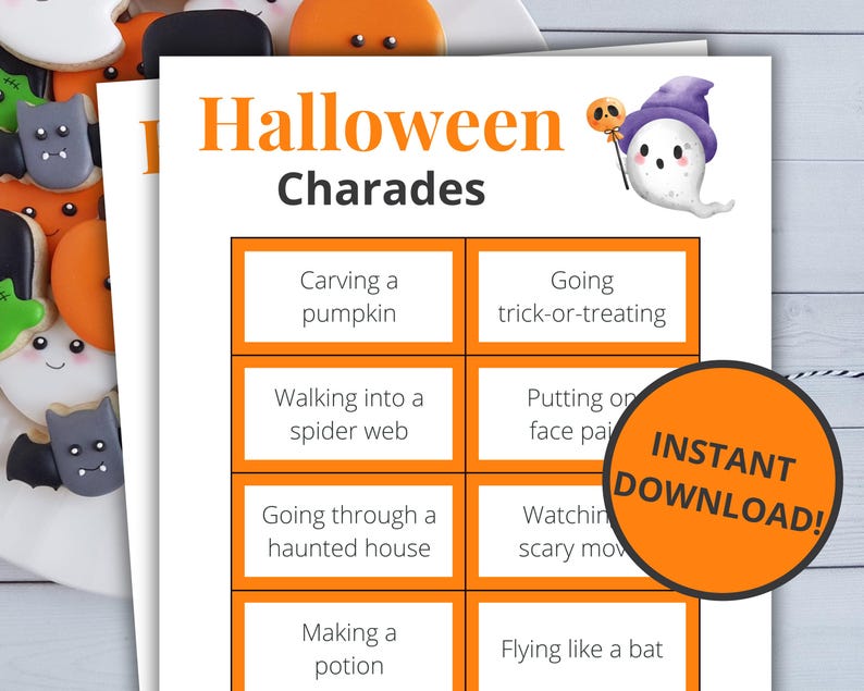 Halloween Charades | Printable Halloween Game | Halloween Activity for ...