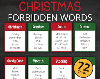 116 Christmas Taboo Game Cards Printable Christmas Party - Etsy