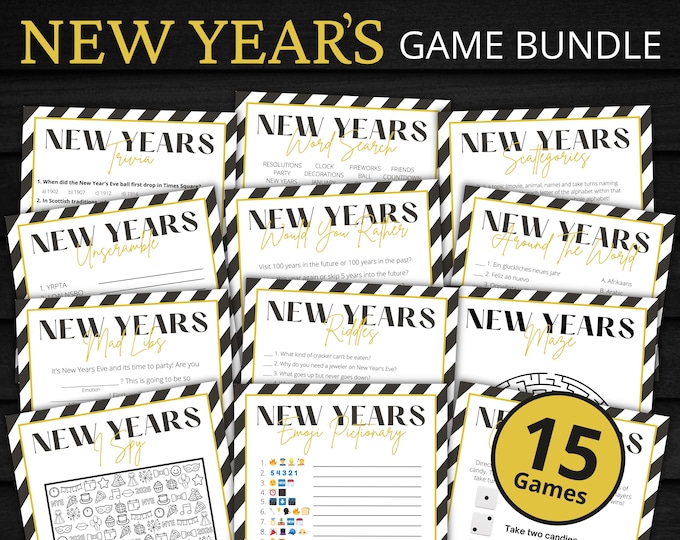 New Year's Eve Game Bundle | Printable New Year's Eve Games for Kids ...