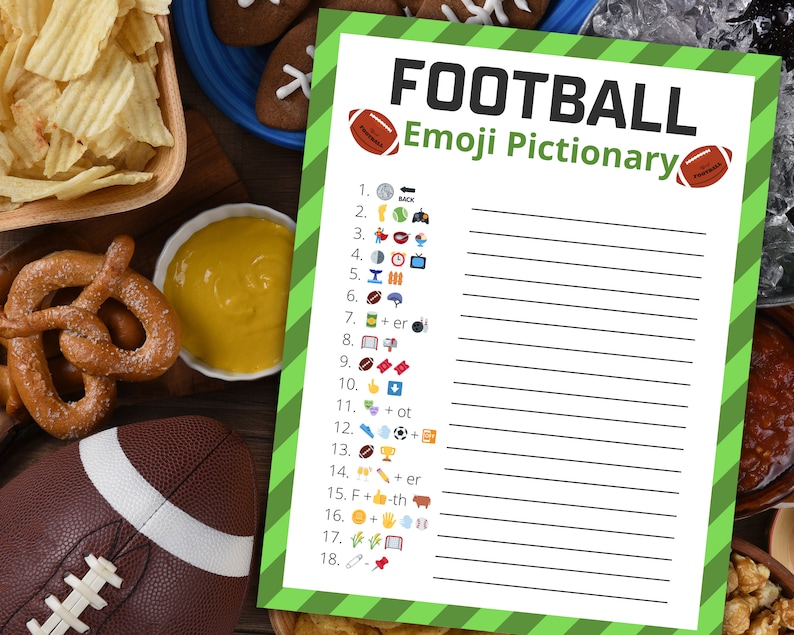 Football Emoji Pictionary | Printable Football Game | Football Activity ...