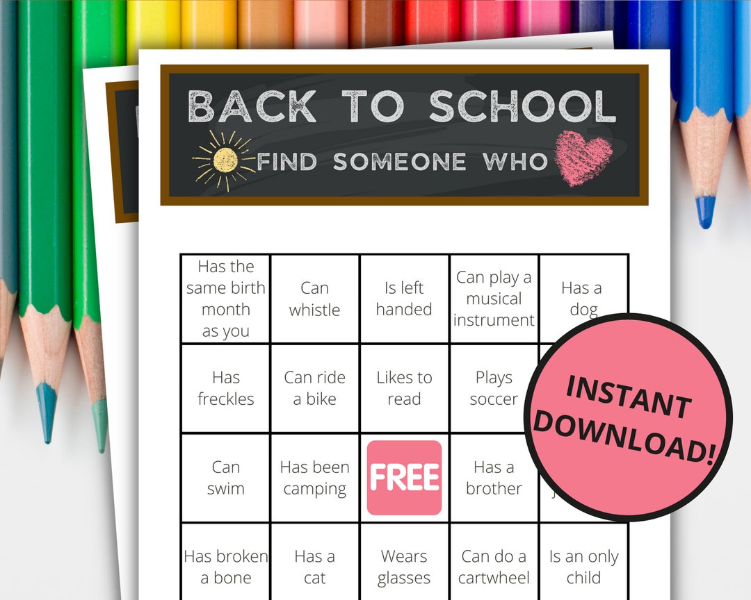 Back to School Game | Find Someone Who | First Day of School Game ...