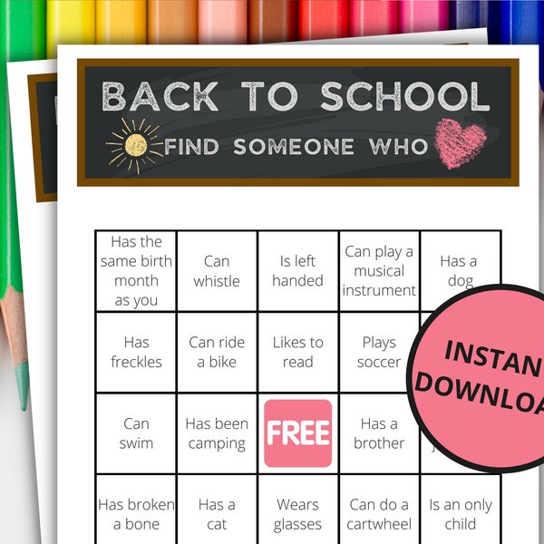 Back to School Find Someone Who Icebreaker Games for Kids - Etsy