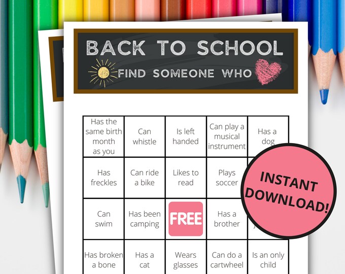 Back to School Game | Find Someone Who | First Day of School Game ...