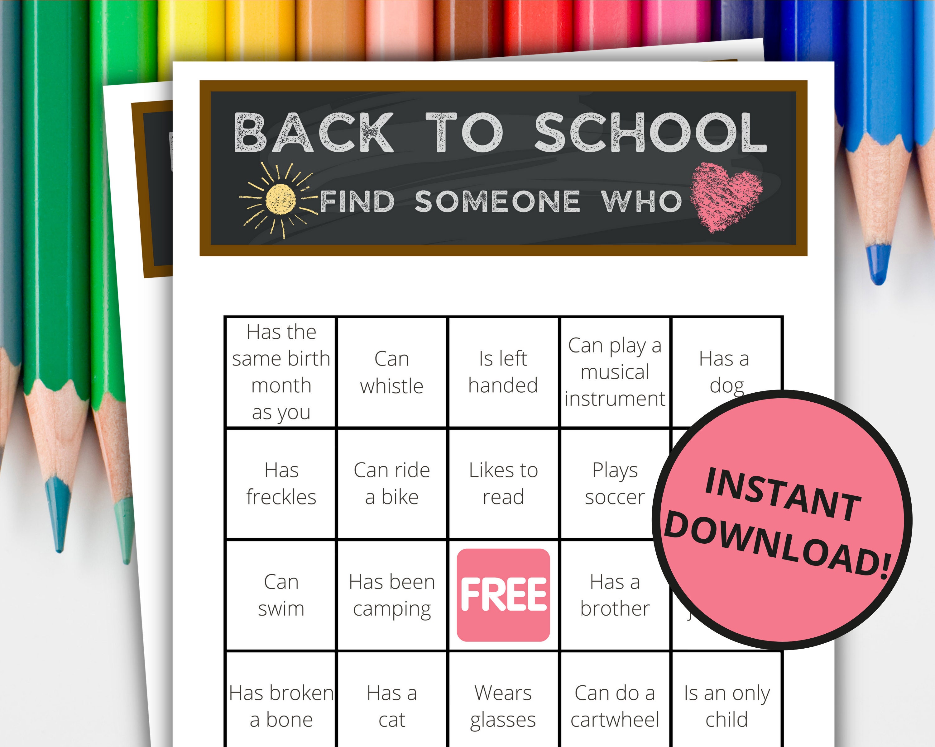 Back to School Game | Find Someone Who | First Day of School Game ...