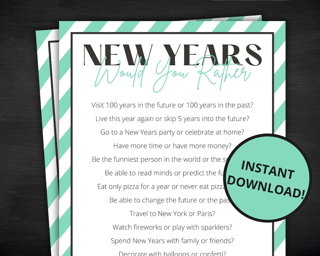 New Year's Eve Would You Rather | Printable New Year's Game | New Years ...