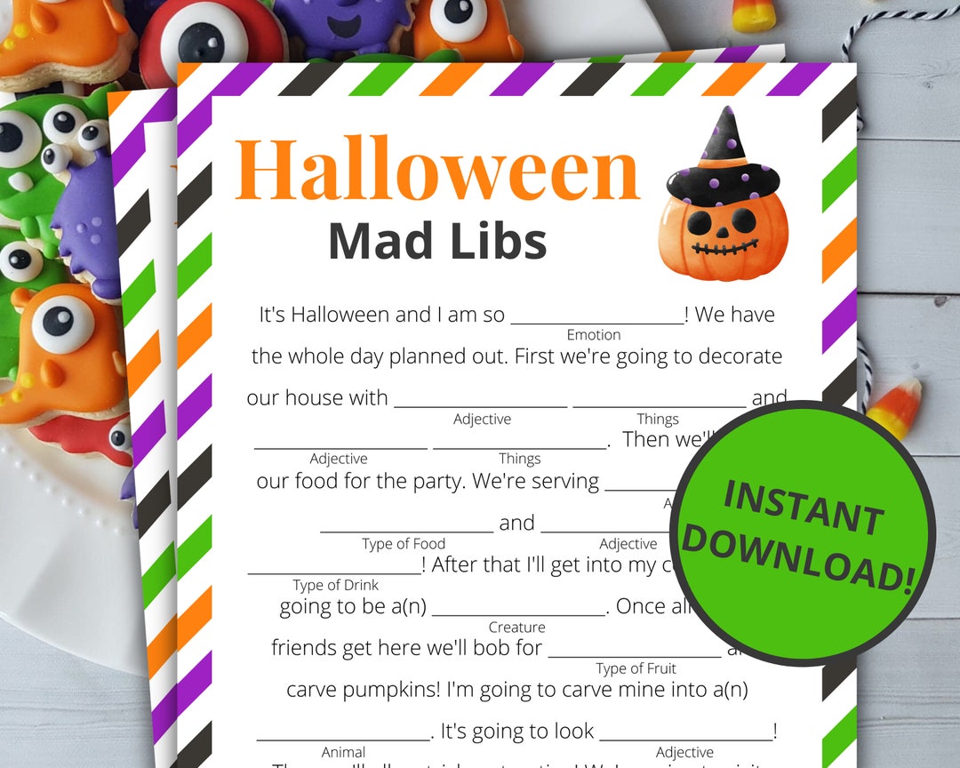 Halloween Mad Libs | Printable Halloween Game | Halloween Activity for ...