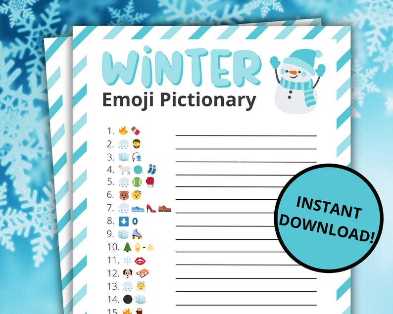 Winter Emoji Pictionary | Printable Snow Day Activity for Kids and ...