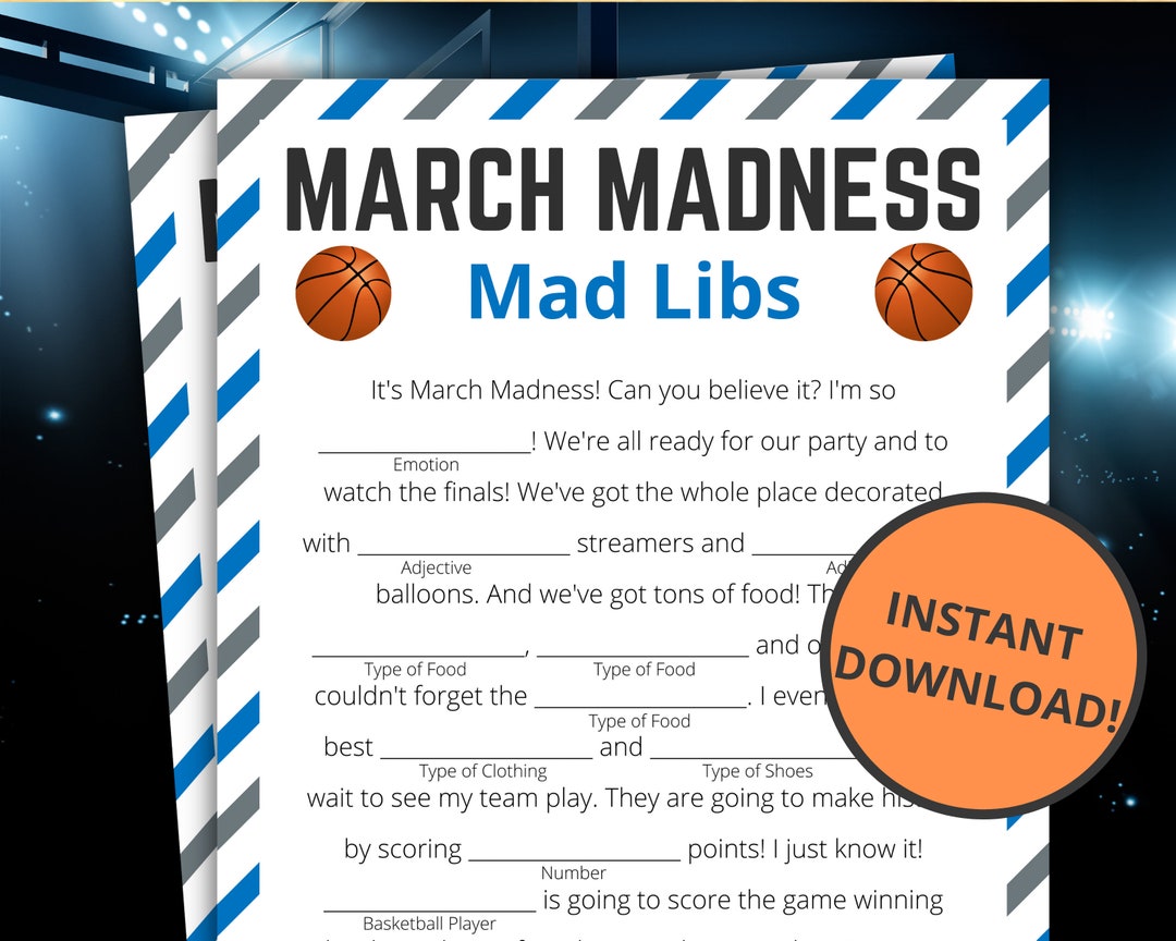 March Madness Mad Libs | Printable March Madness Game for Kids and ...