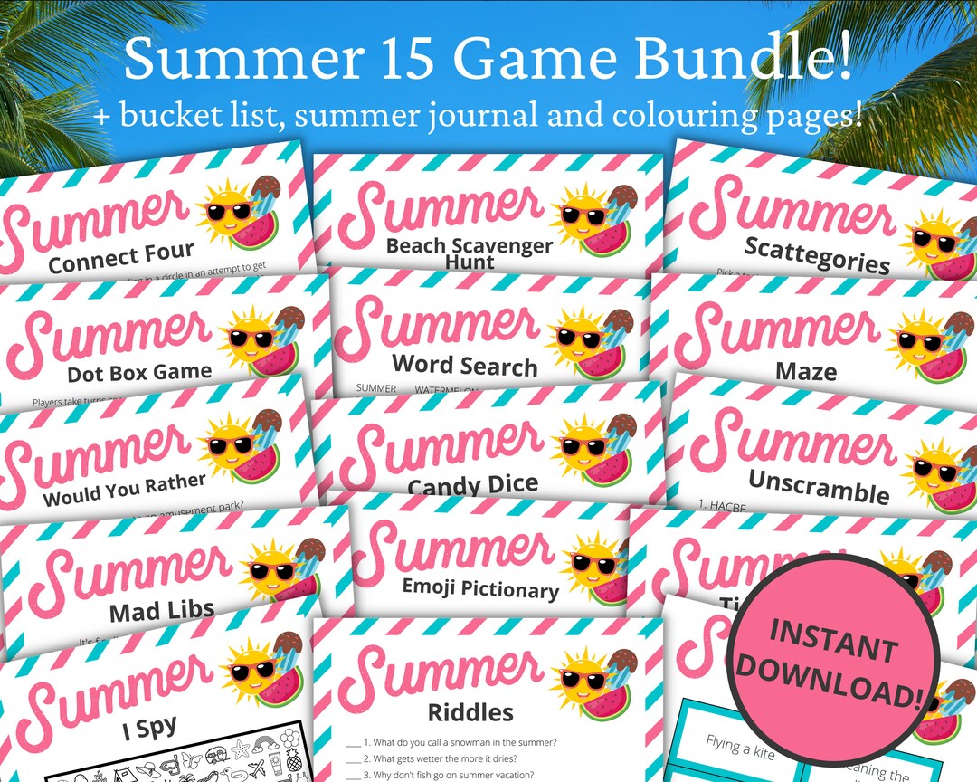 Summer Game Bundle Printable Summer Games and Activities for Kids and ...