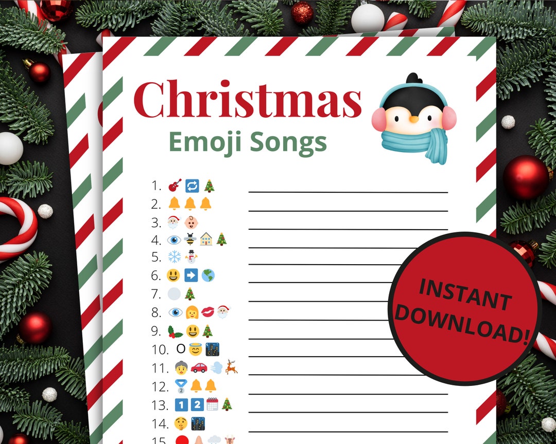 Christmas Emoji Songs Printable Christmas Game Christmas Activity for ...