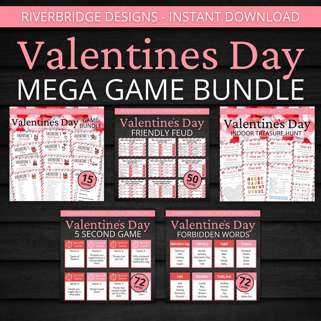 Valentine's Day Mega Game Bundle | Printable Valentines Games for Kids ...