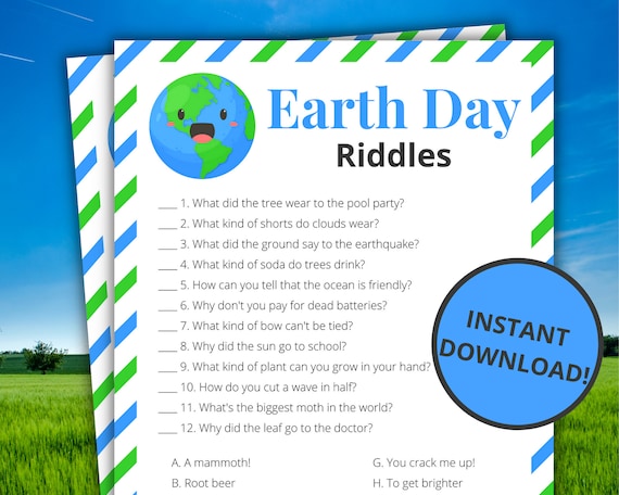 Earth Day Riddles Printable Earth Day Games for Kids and | Etsy