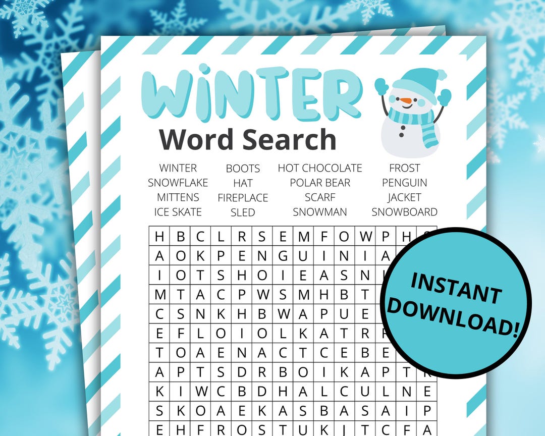 Winter Word Search | Printable Snow Day Activity for Kids and Adults ...
