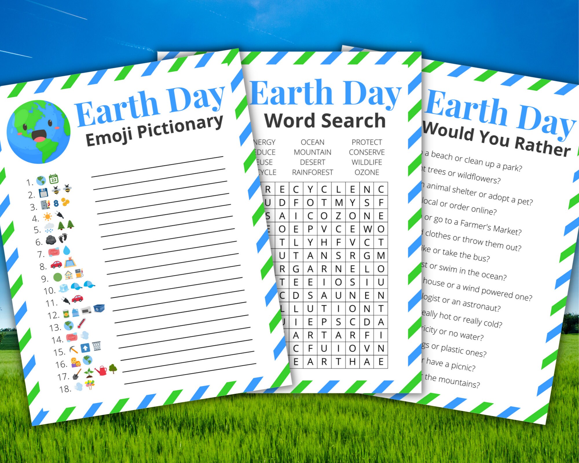 Earth Day Game Bundle Printable Earth Day Games for Kids and - Etsy