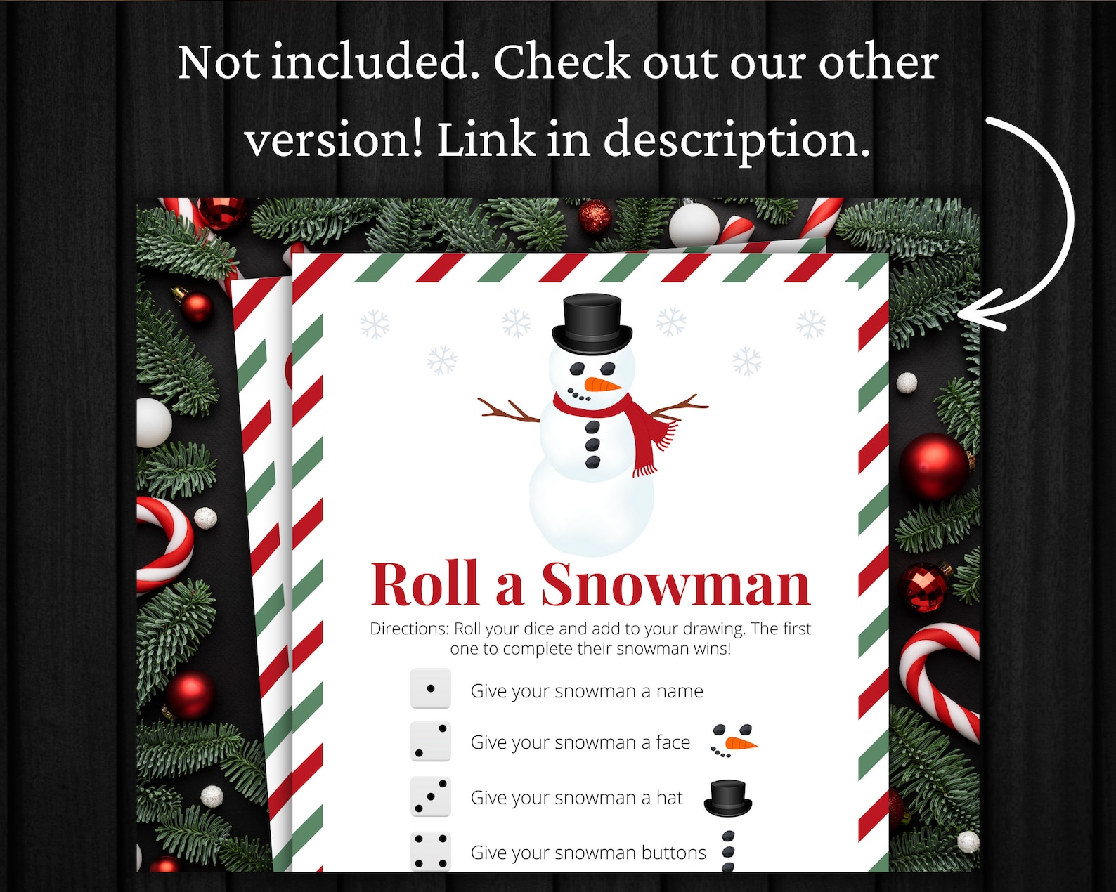 Roll A Snowman Game Printable Christmas Game Winter - Etsy