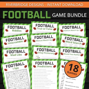 Football Game Bundle Printable Football Games for Kids and Adults Party ...