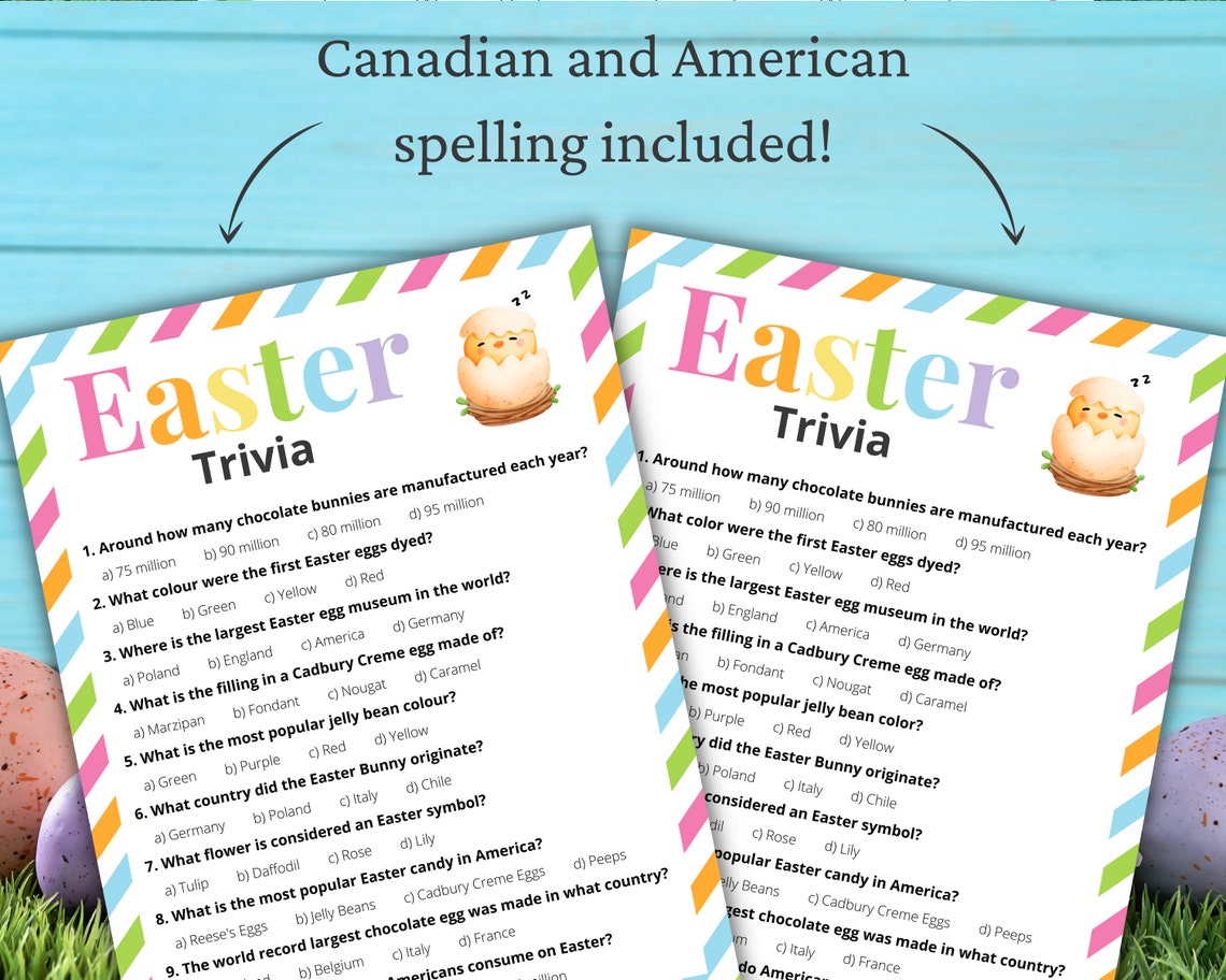 Easter Trivia Printable Easter Game Easter Activity for | Etsy
