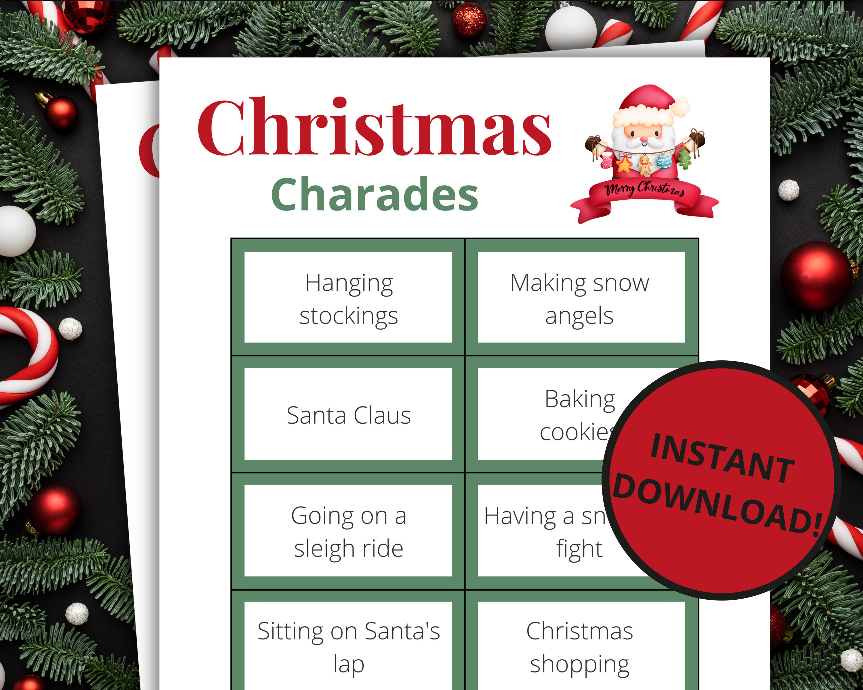 Christmas Charades | Printable Christmas Game | Christmas Activity for ...