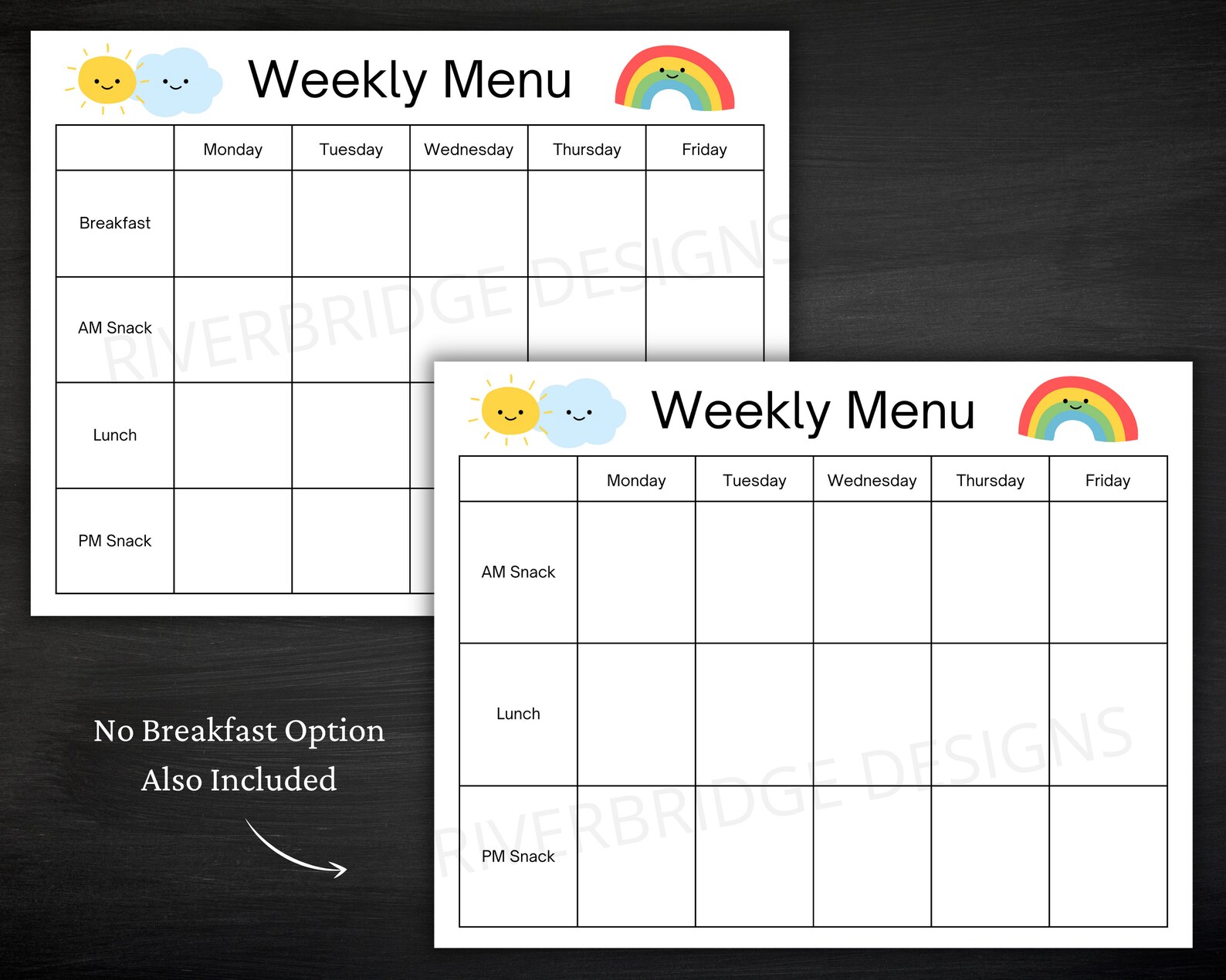Daycare Weekly Menu | Printable Weekly Menu for Daycare, Preschool ...