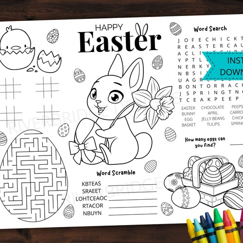 Easter Placemat Printable Easter Activities for Families and - Etsy