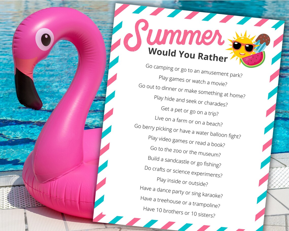 Summer Would You Rather Printable Summer Game Summer - Etsy