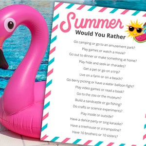 Summer Would You Rather | Printable Summer Game | Summer Activity for ...