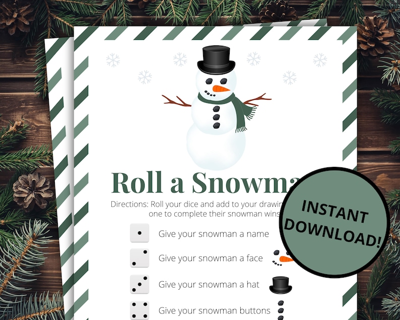 Winter Roll A Snowman Game | Printable Snow Day Activity for Kids and ...