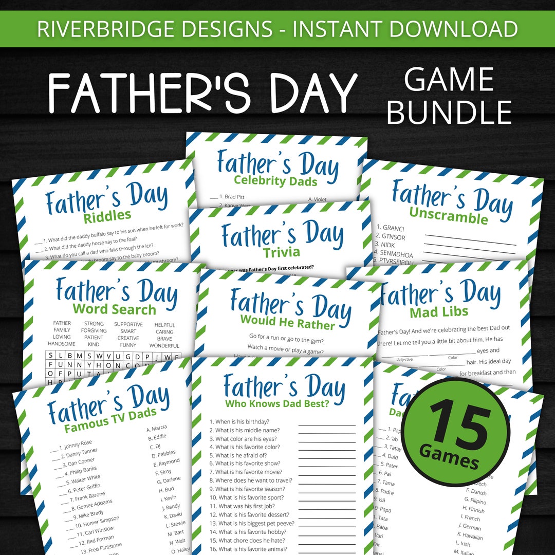 Father's Day Game Bundle | Printable Father's Day Games for Kids and ...