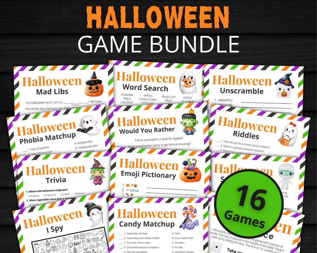 Halloween Game Bundle Printable Halloween Games for Kids and Adults ...