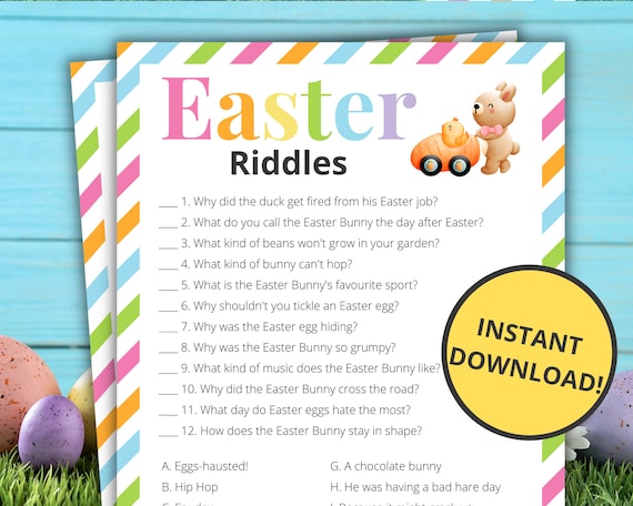Easter Riddles Printable Easter Game Easter Activity for - Etsy
