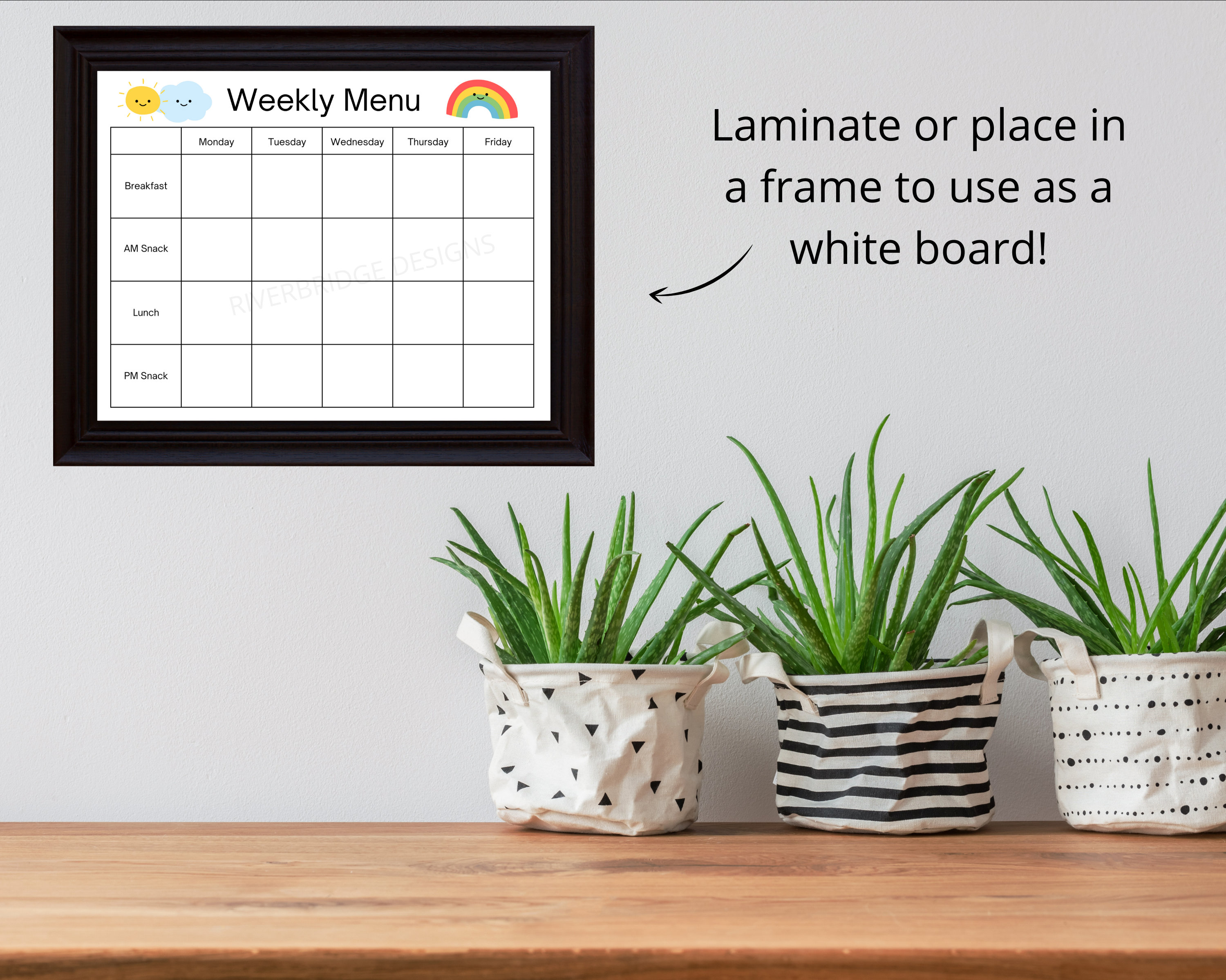 Daycare Weekly Menu | Printable Weekly Menu for Daycare, Preschool ...
