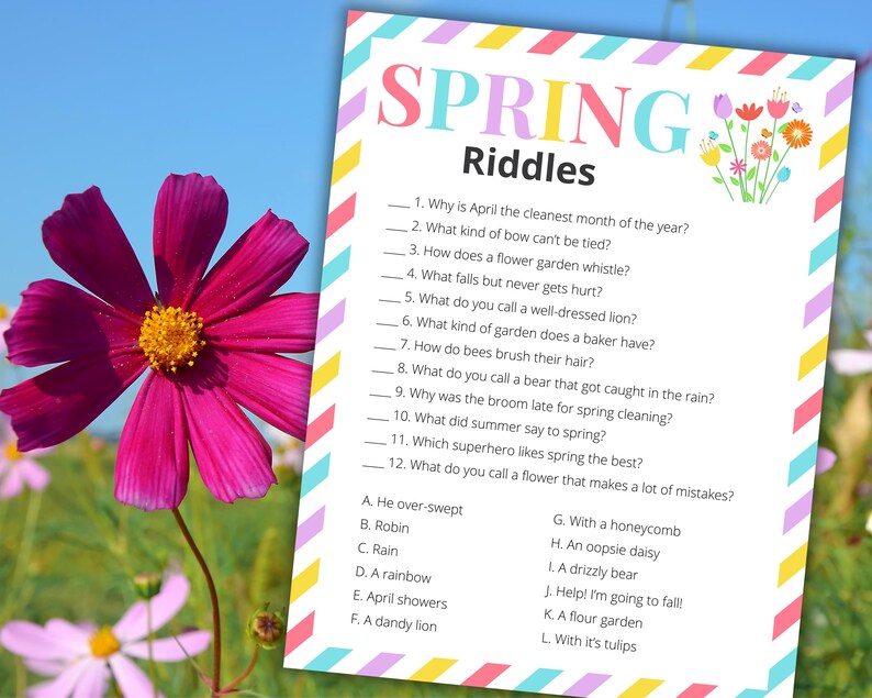 Spring Riddles | Printable Spring Game | Spring Activity for Kids and ...