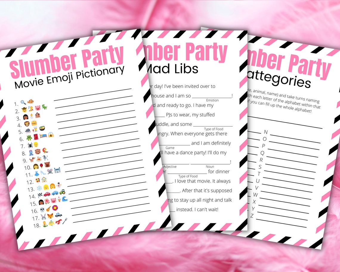 Slumber Party Game Bundle Printable Sleepover Games for Kids | Etsy