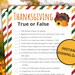 Thanksgiving True or False Game | Printable Thanksgiving Game ...