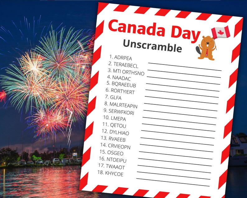 Canada Day Unscramble Game | Printable Canada Day Game | Canada Day ...