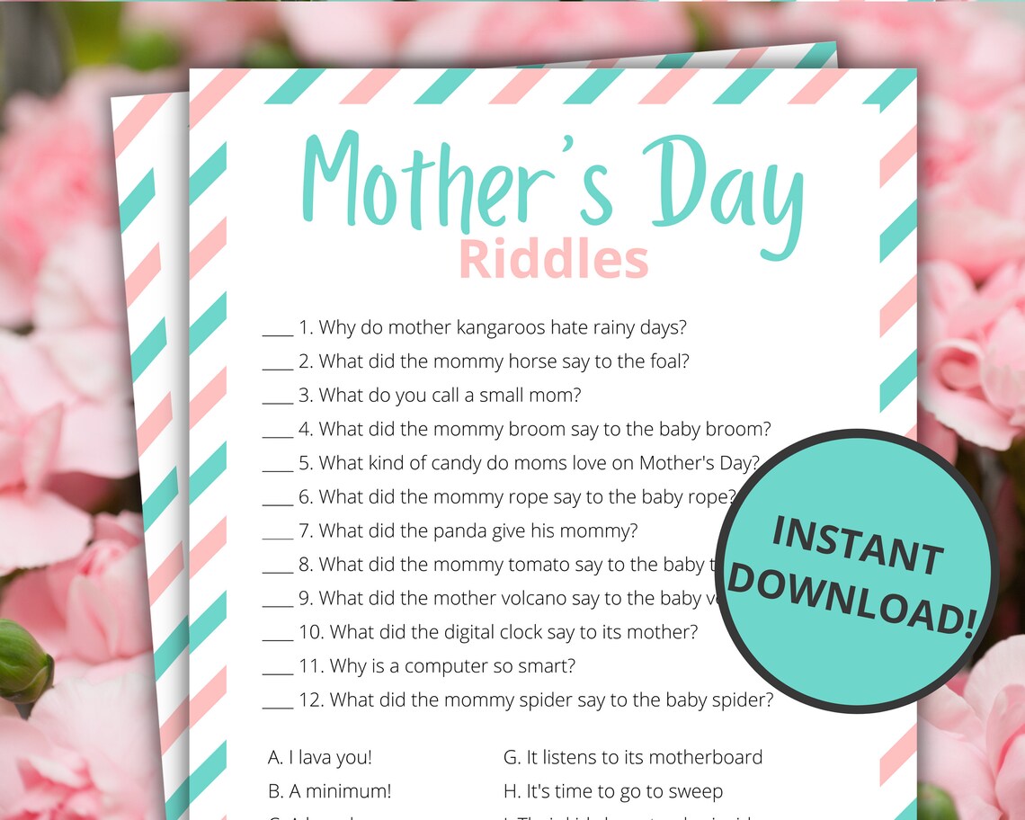Mother's Day Riddles Printable Mother's Day Games - Etsy