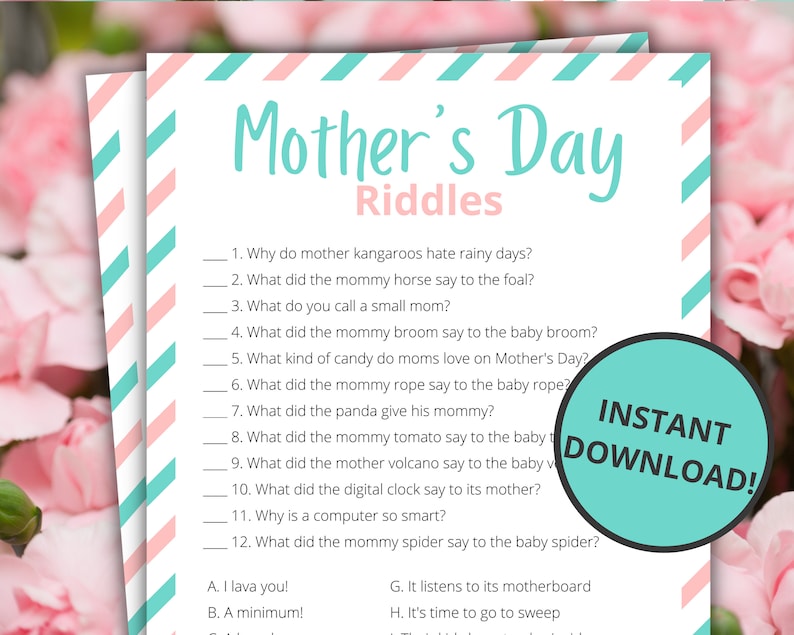 Mother's Day Riddles Printable Mother's Day Games - Etsy