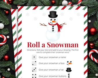 Printable Christmas Game Bundle,roll A Snowman Game,winter Activity for ...