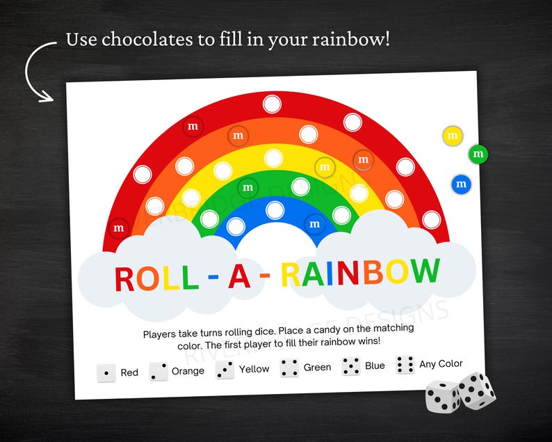 Roll A Rainbow Dice Game | Printable St. Patrick's Day Game | Spring ...