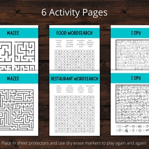 Restaurant Activity Bundle Printable Activities for Families - Etsy