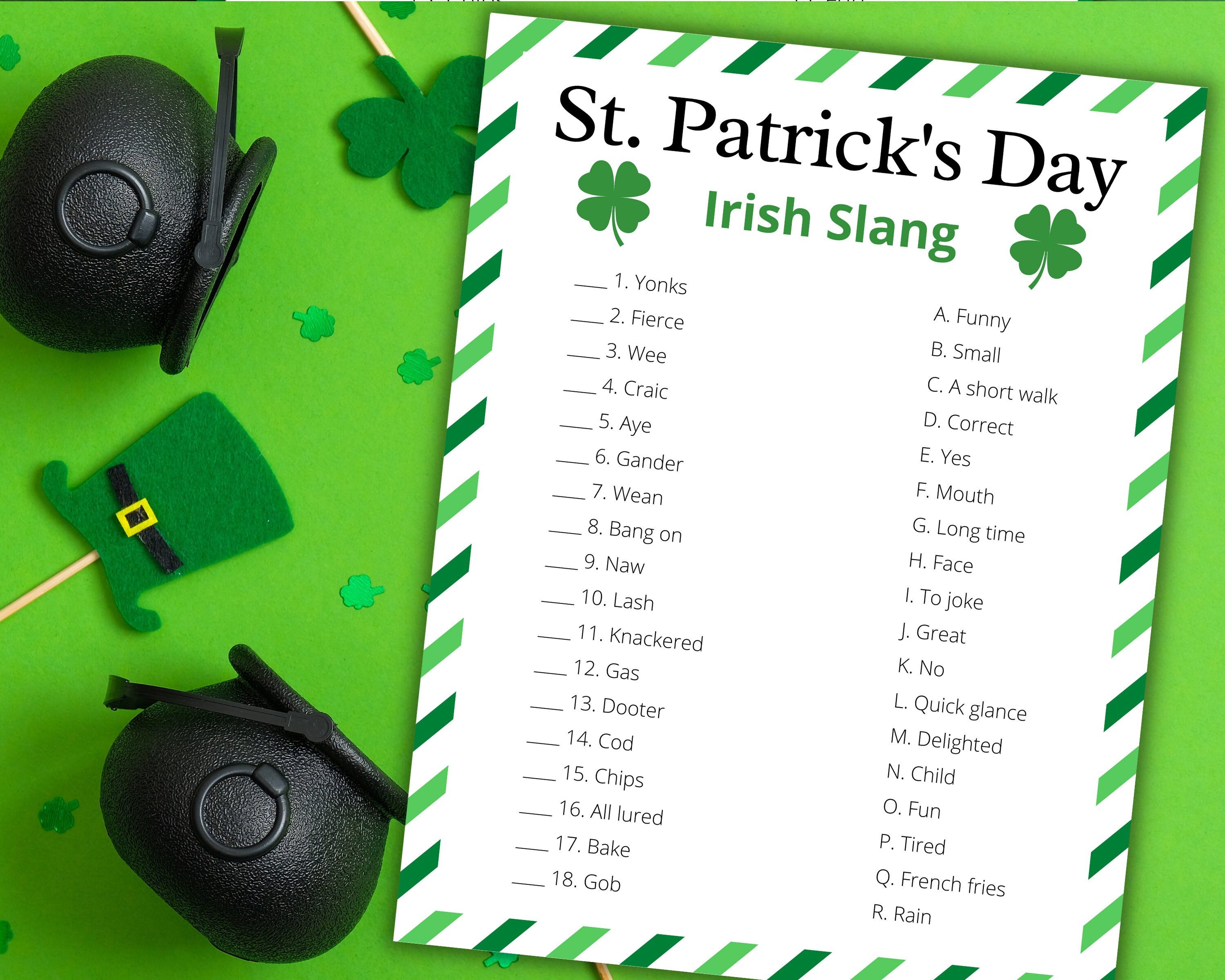 St. Patrick's Day Irish Slang Game St Patrick's - Etsy