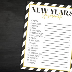New Year's Eve Unscramble Game | Printable New Year's Game | New Years ...