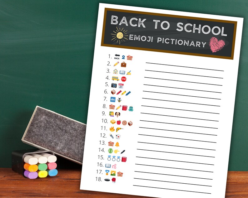 Back to School Emoji Pictionary | First Day of School Game | Icebreaker ...