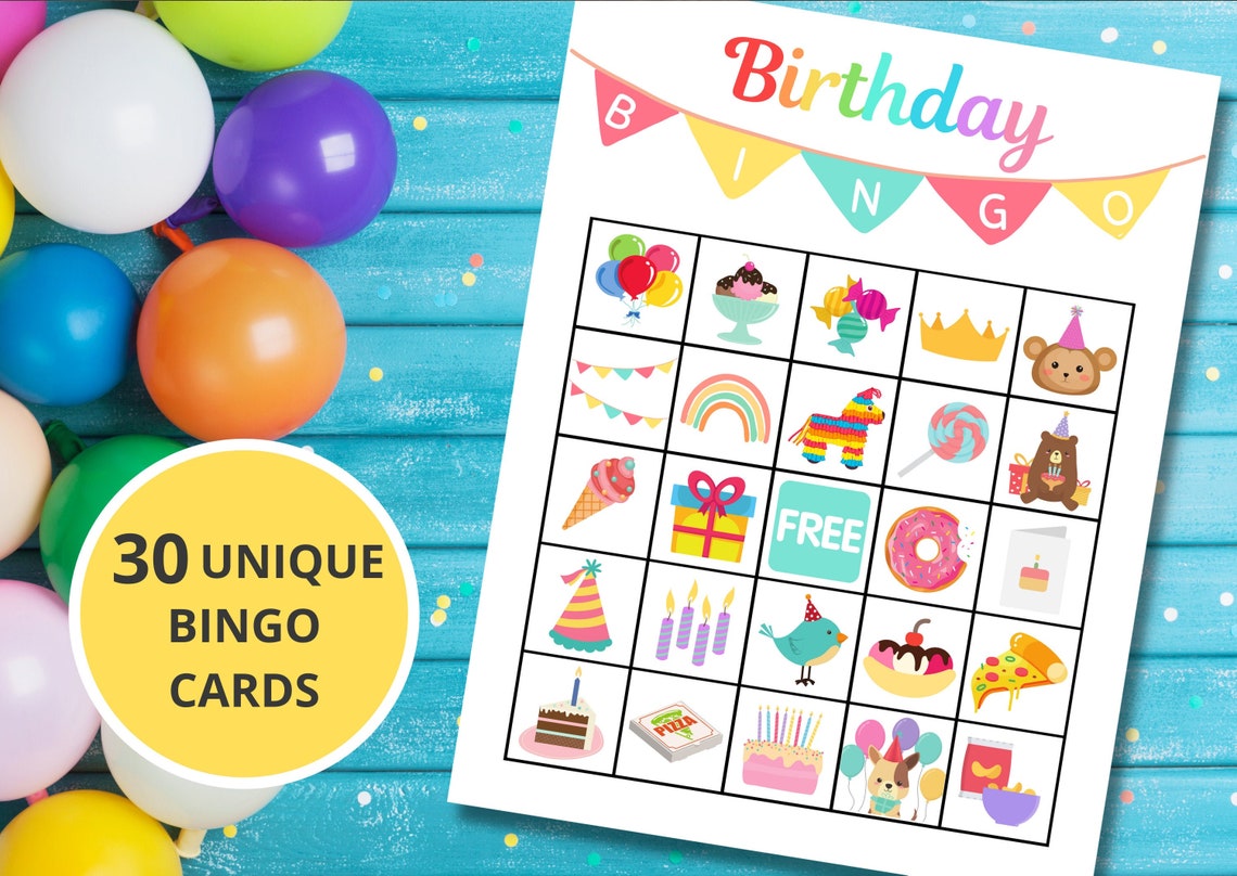 Birthday Bingo Birthday Party Activities and Games - Etsy